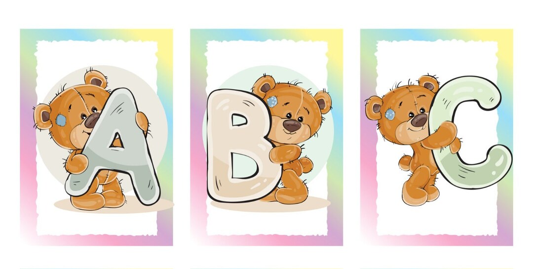 Alphabet and Number Bear Playing Cards, Educational Game, School ...