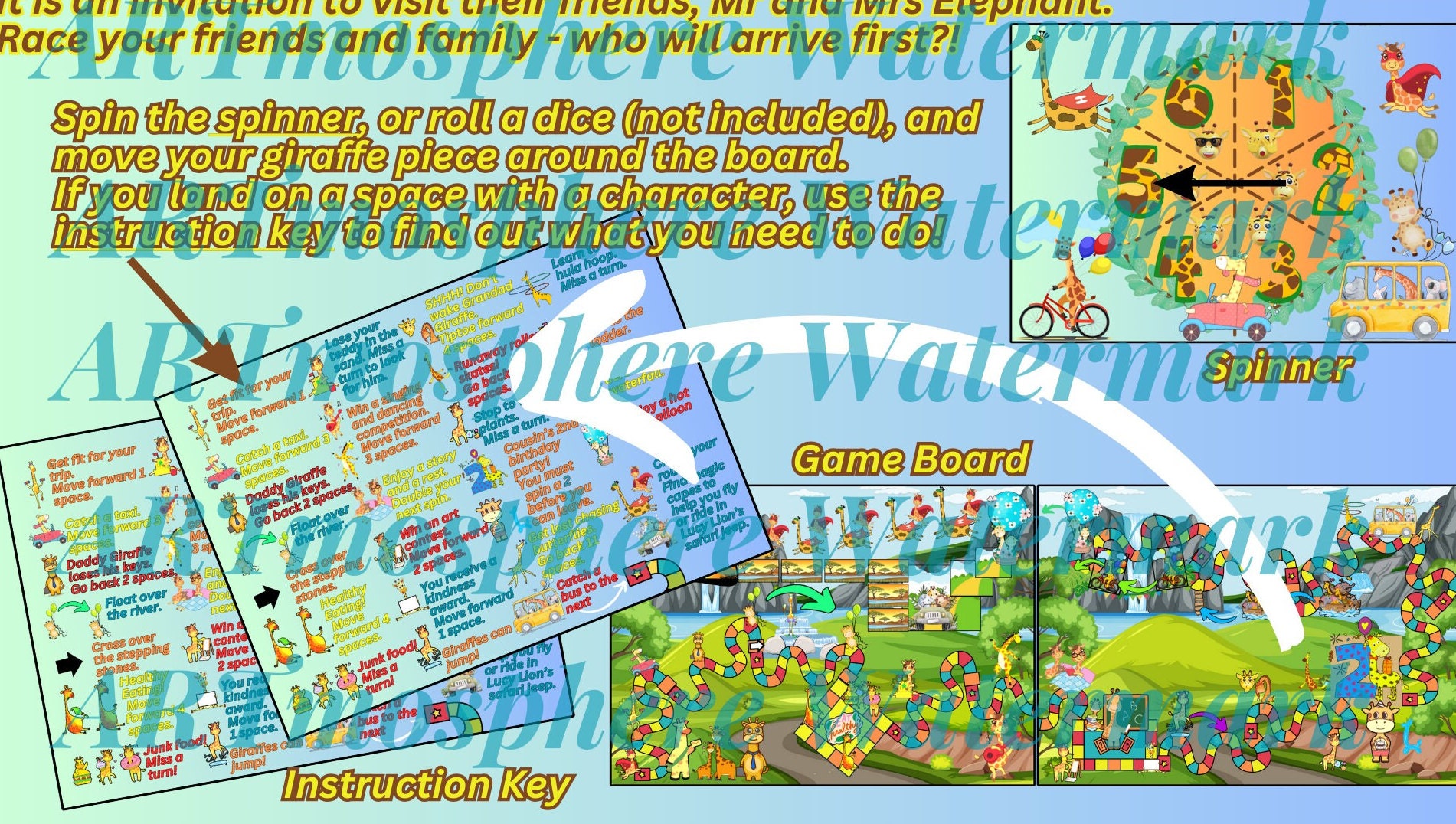 Giraffe Board Game for Kids and Family Time, Easy to Play Board Game ...