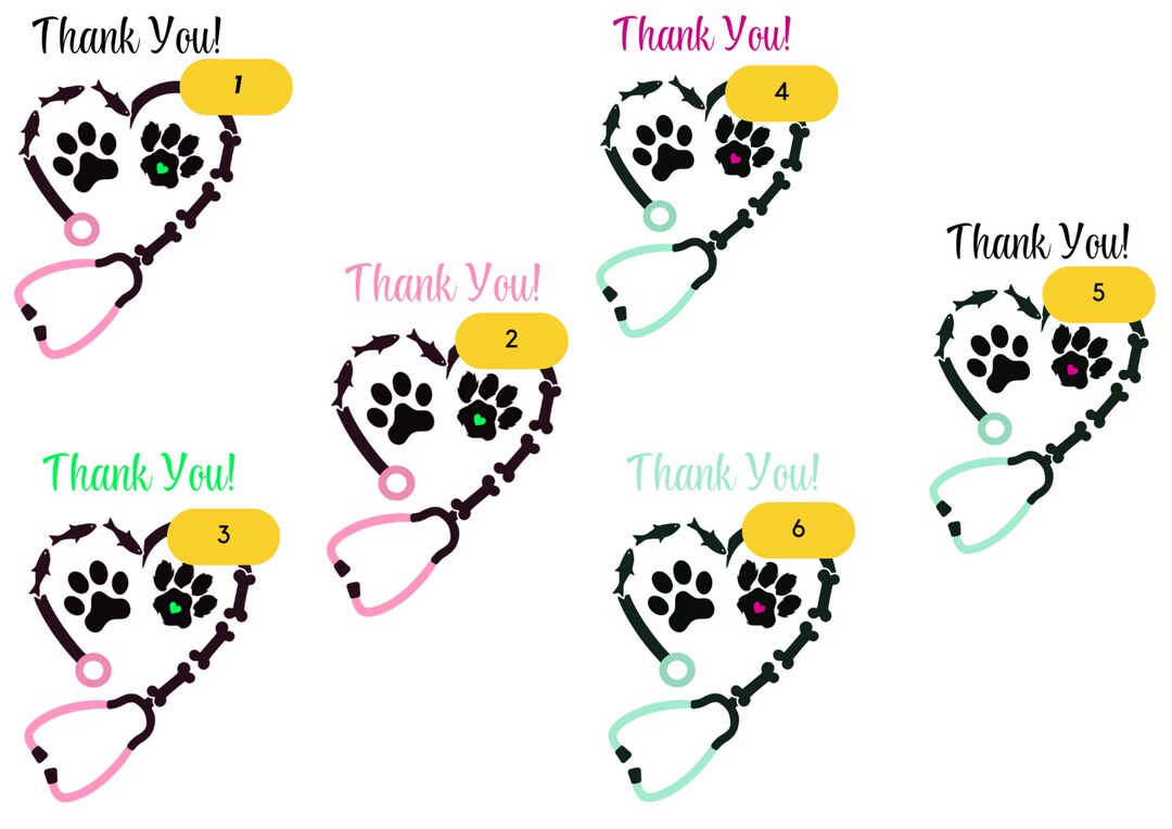 Vet Thank You Card From Cat or Dog Pawprint, Fish Vet Card Thank You ...