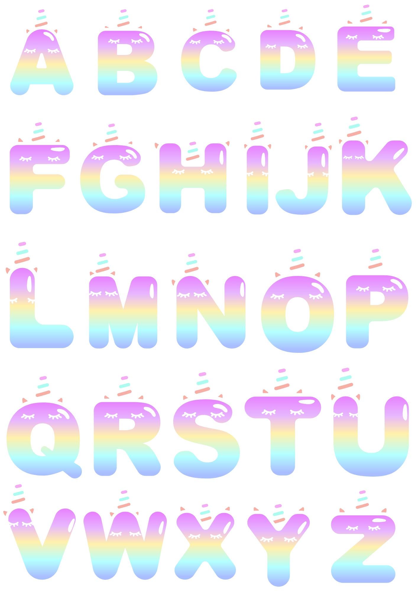 Unicorn Alphabet Prints, Digital Download, Girl Bedroom Wall Decor ...