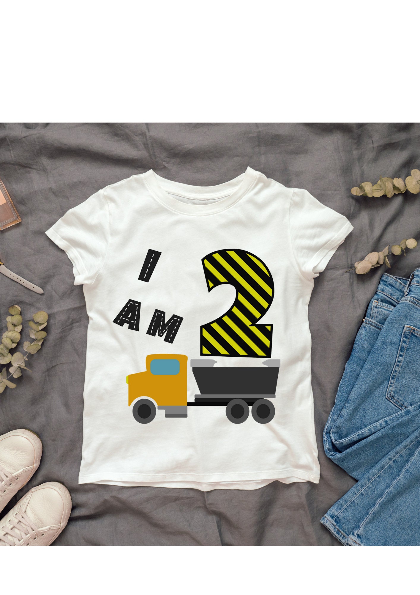 Printable Transfer, I Am 2 Truck Design Transfer for T-shirt, Bag Etc ...
