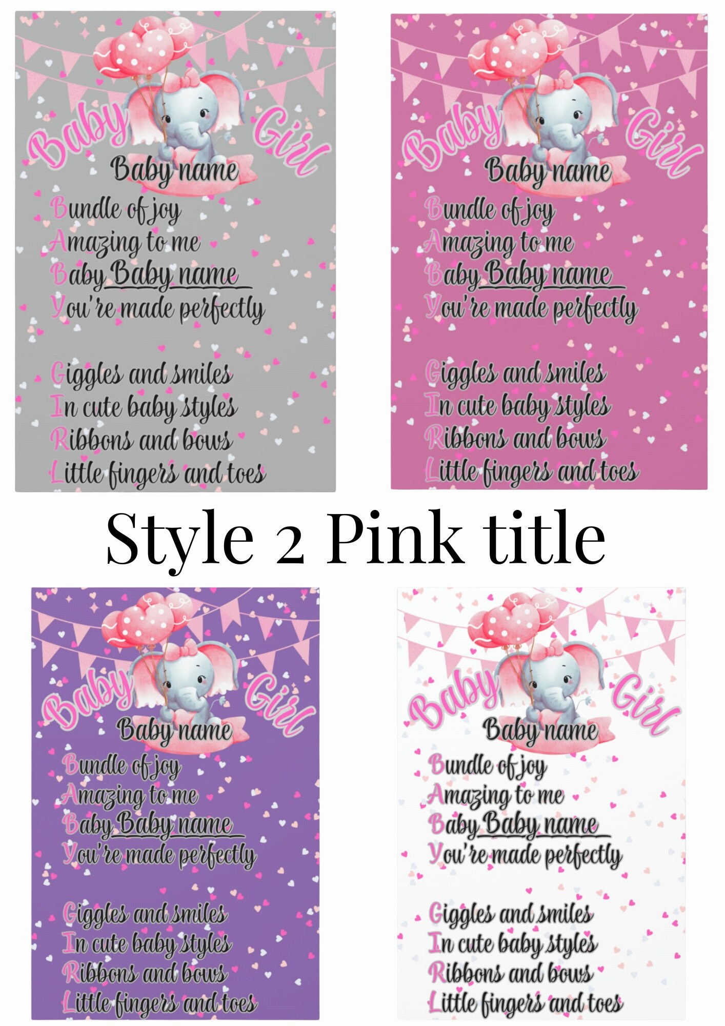 Baby Girl Poem on Satin Stretched Canvas, Personalised Baby Girl Poem ...