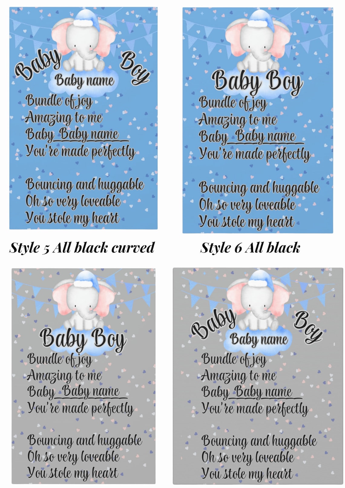 Baby Boy Poem on Satin Stretched Canvas, Personalised Baby Boy Poem ...