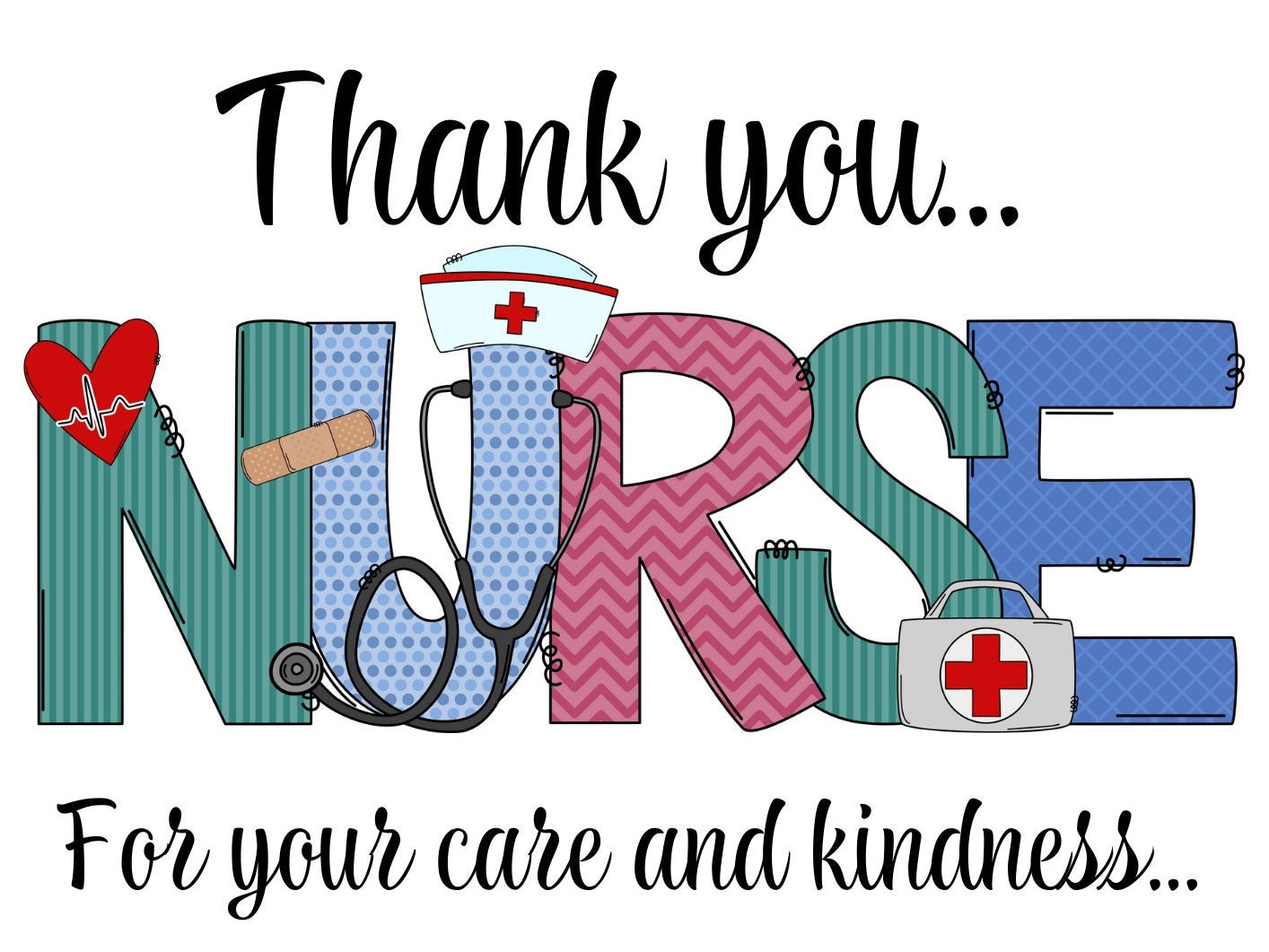Thank You Card for Nurse Thank You Nurse for Your Care and - Etsy