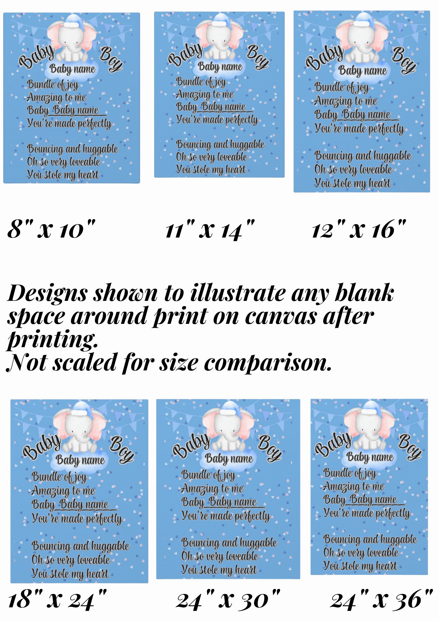 Baby Boy Poem on Satin Stretched Canvas, Personalised Baby Boy Poem ...