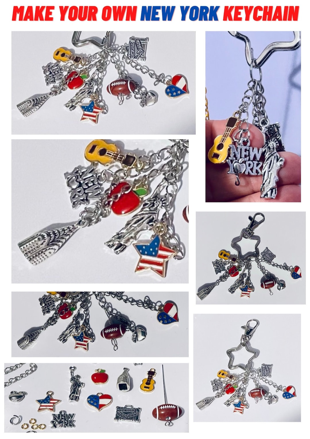 New York Keychain, Make Your Own New York Keychain Keyring, Bag Dangler ...