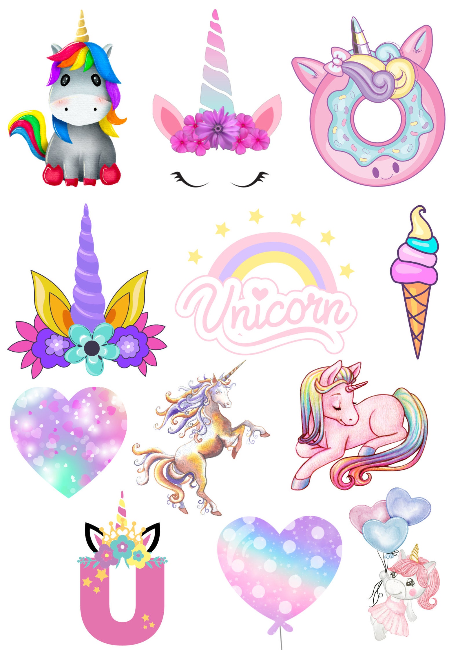 Unicorn Stickers | Cute Unicorn Sticker Sheet | Watercolour Unicorn ...