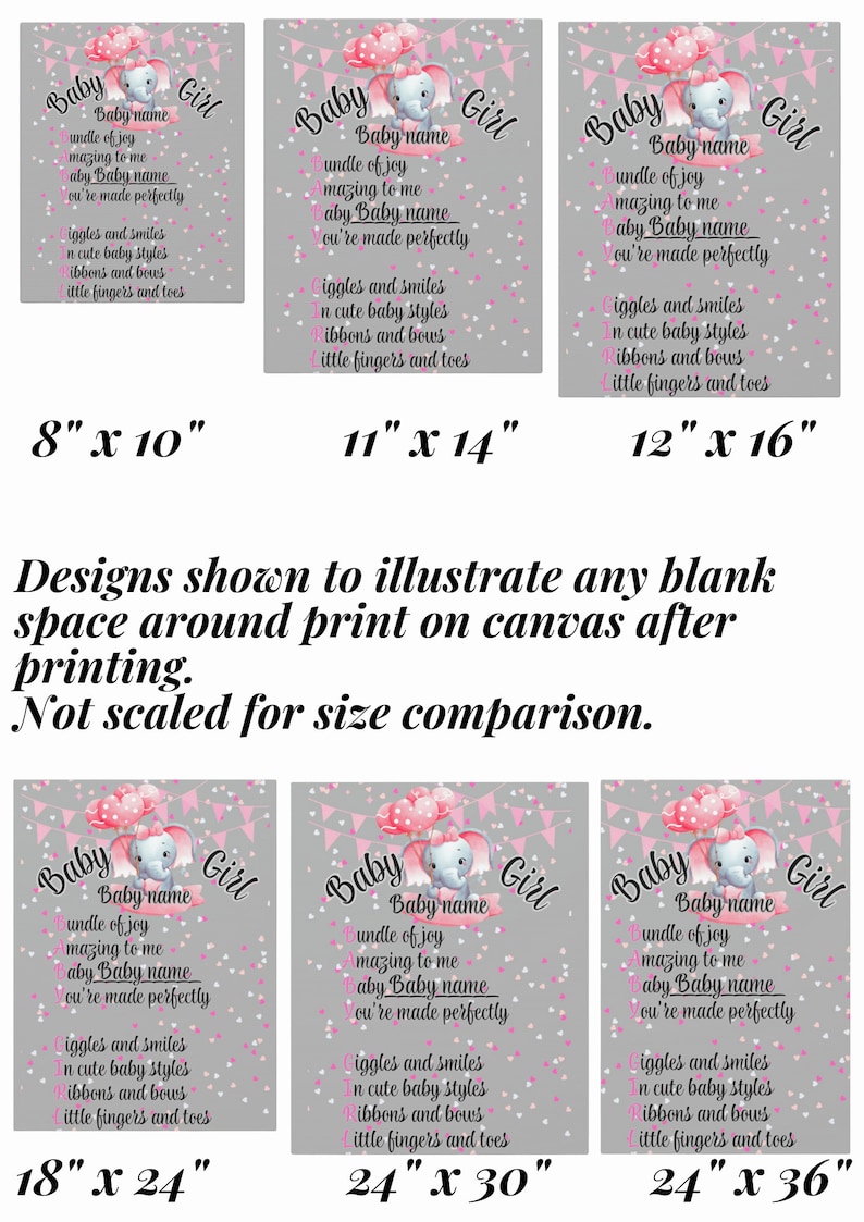 Baby Girl Poem on Satin Stretched Canvas, Personalised Baby Girl Poem ...