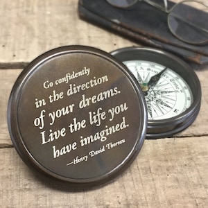 Henry David Thoreau Quote Brass Compass - Etsy