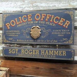 Police Officer Wood Sign With Optional Personalization - Etsy