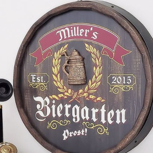 Biergarten Personalized Barrel End Bar Sign - Etsy