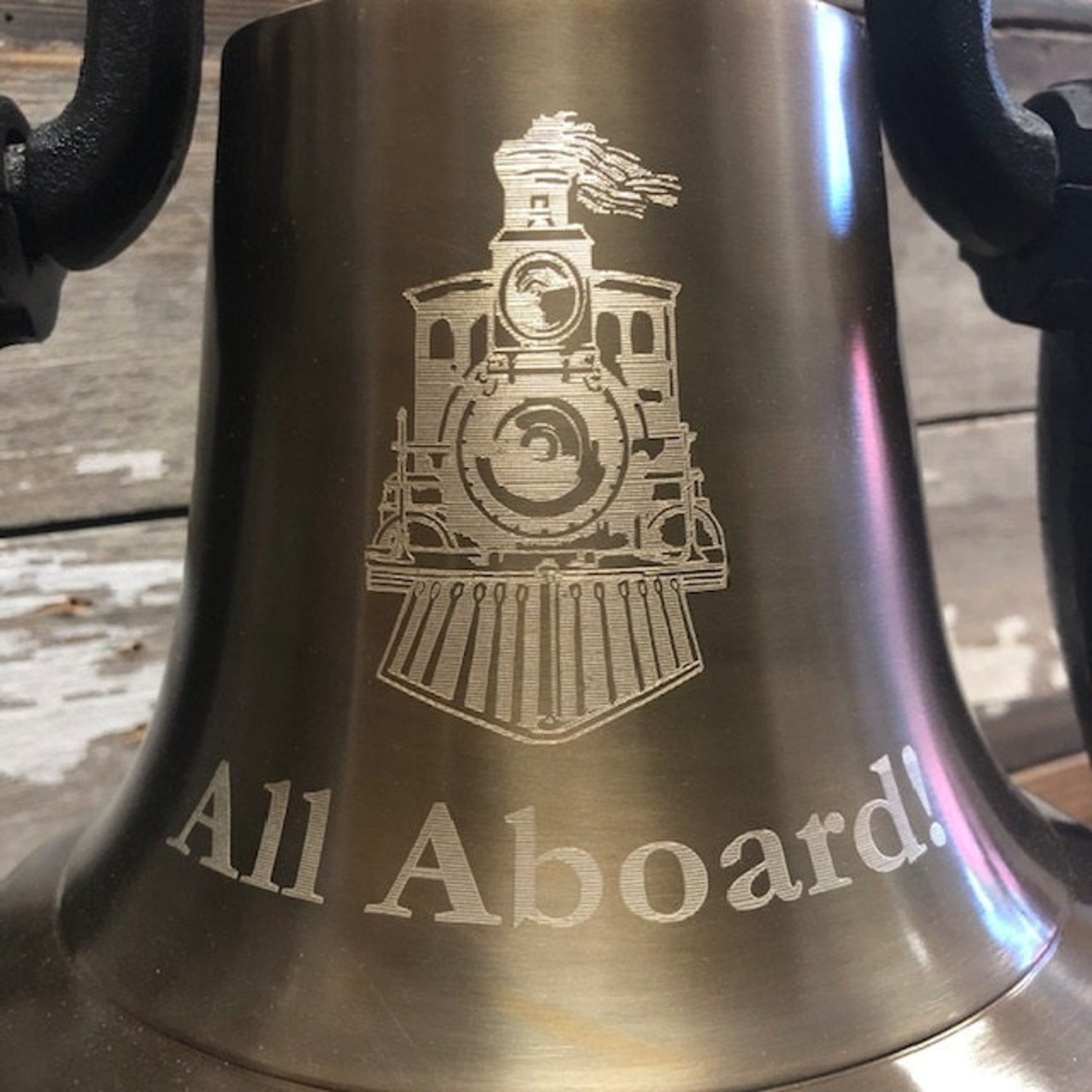 Train Logo Antiqued Brass Large Railroad Bell W/ Custom - Etsy