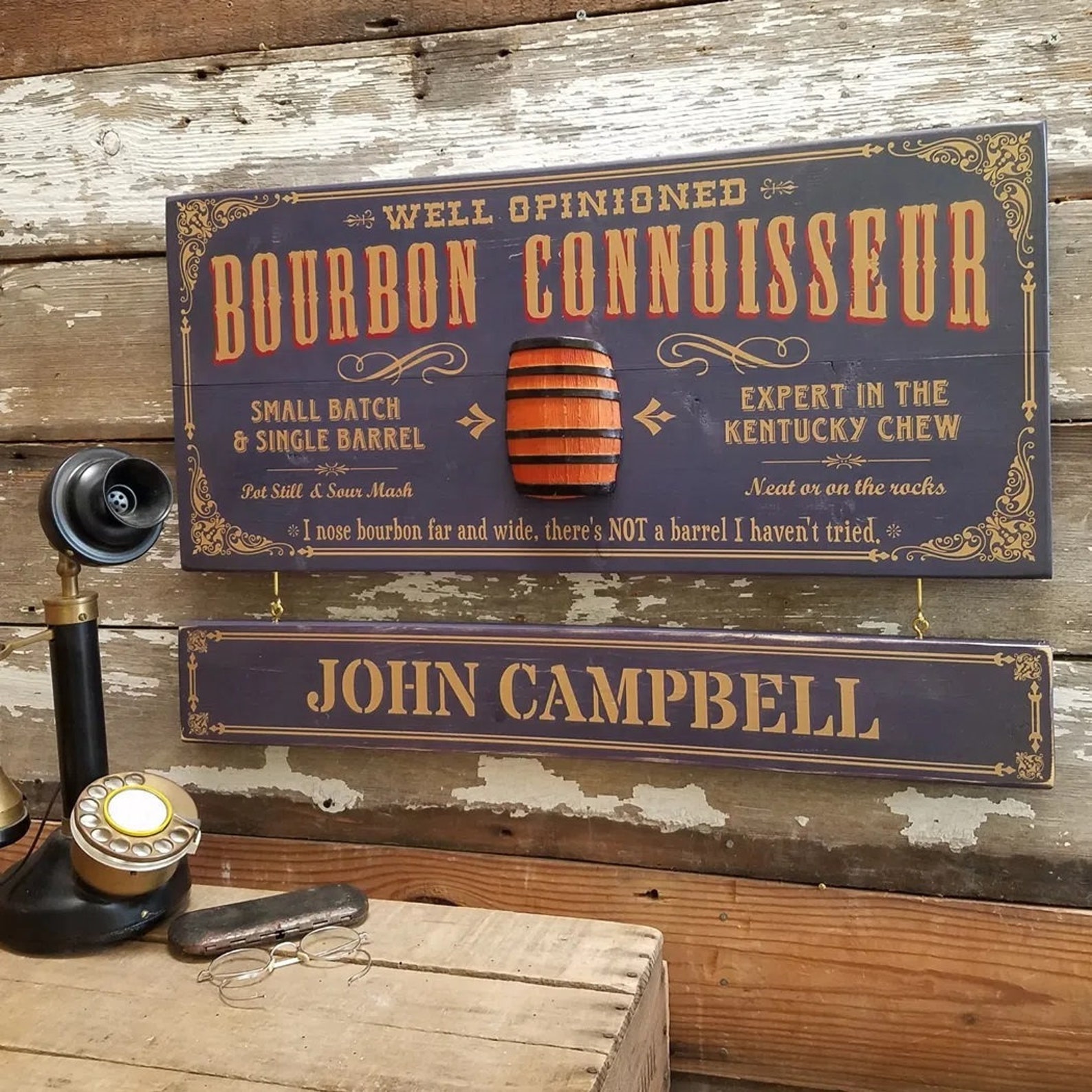 Bourbon Connoisseur Wood Sign With Optional Personalization - Etsy