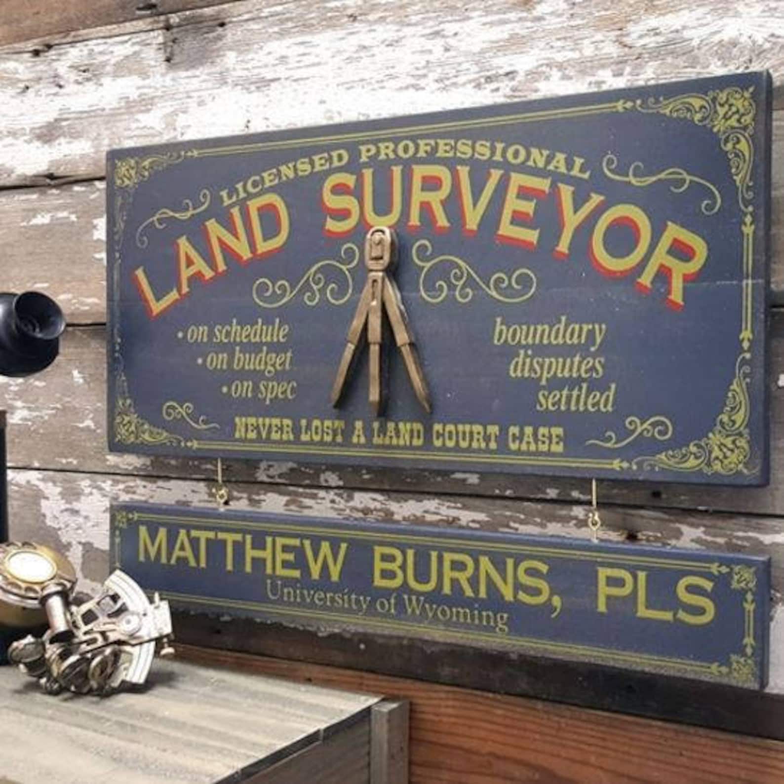 Land Surveyor Wood Sign With Optional Personalization >>> Order by 12/ ...