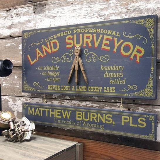 Land Surveyor Wood Sign With Optional Personalization - Etsy