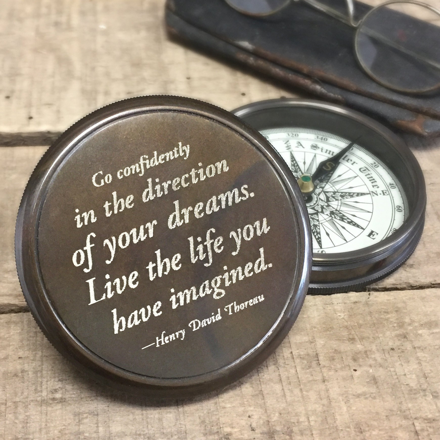 Henry David Thoreau Quote Brass Compass - Etsy