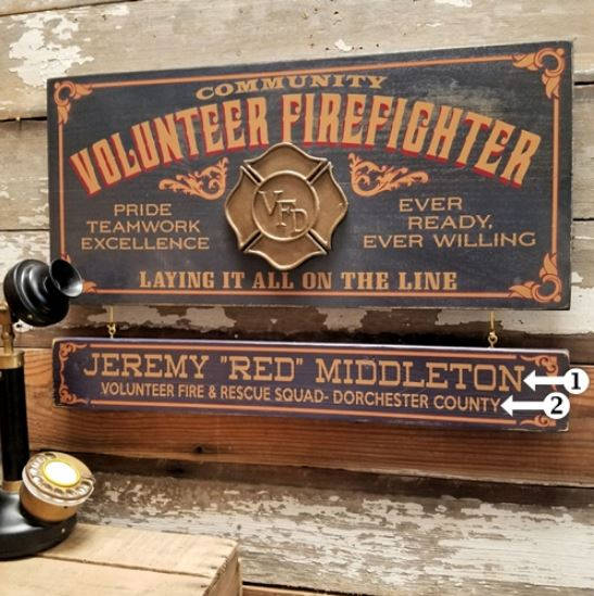 Volunteer Firefighter Wood Sign With Personalized Nameboard - Etsy