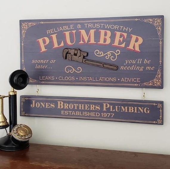 Plumber Wood Sign with Optional Personalization | Etsy