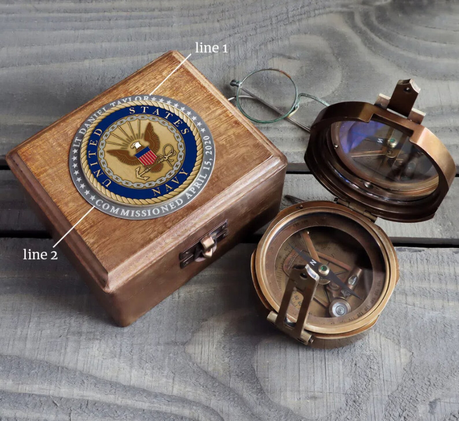 Personalized U.S. Navy Colored Military Compass - Etsy