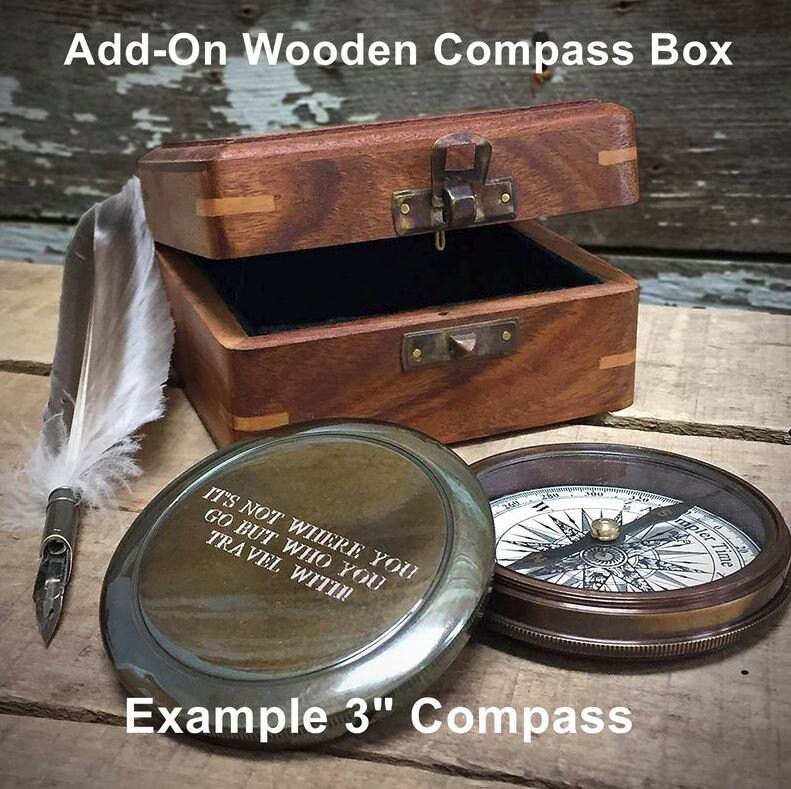 Engraved Brass Compass With American Flag - Etsy