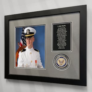 Framed Navy Portrait With Personalized Plaque and Raised Medallion - Etsy