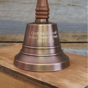 Engraved Antiqued Brass Cancer Ribbon Hand Bell - 9 Inch Tall ...