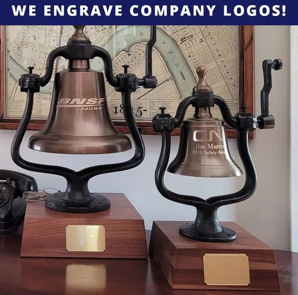 Large Deluxe Antique Brass Railroad Bell With Wood Base - Etsy