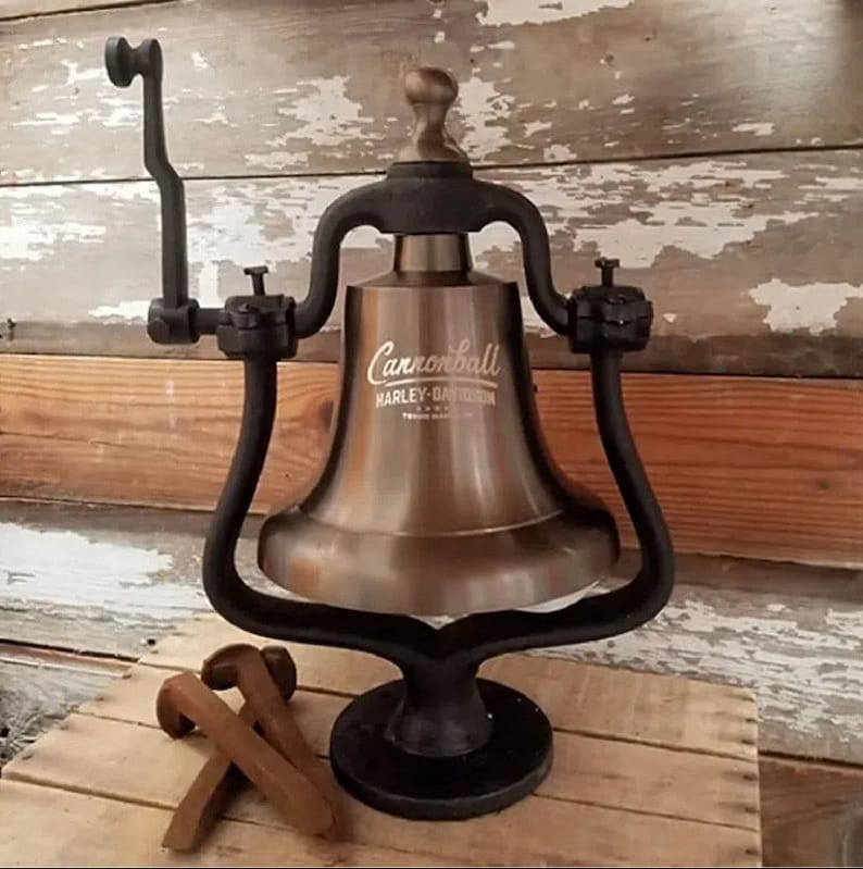 Engraved Large Antiqued Brass Railroad Bell - Etsy