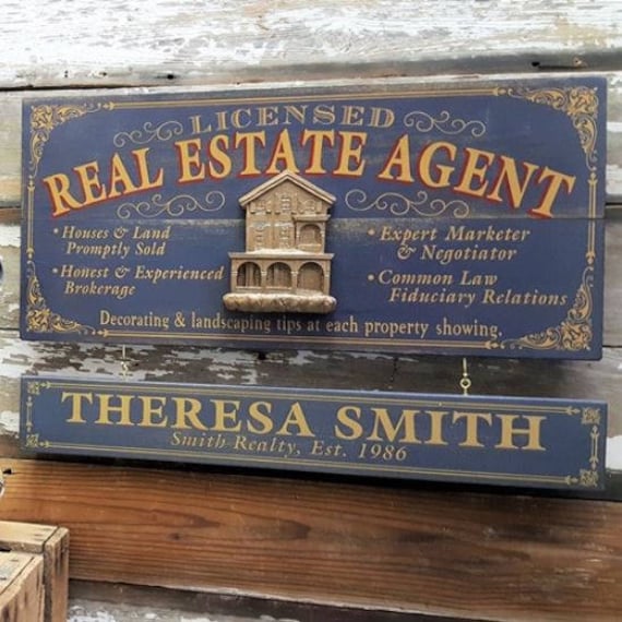 Real Estate Agent Wood Sign With Optional Personalization - Etsy