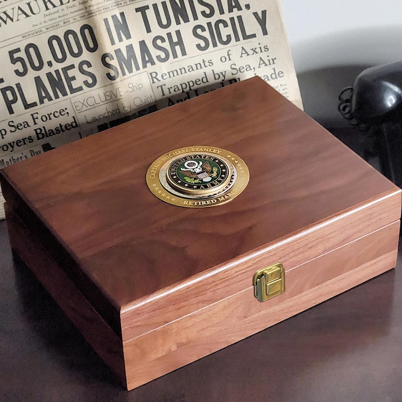 Large Deluxe Personalized U.S. Army Keepsake Box With Colored Medallion ...