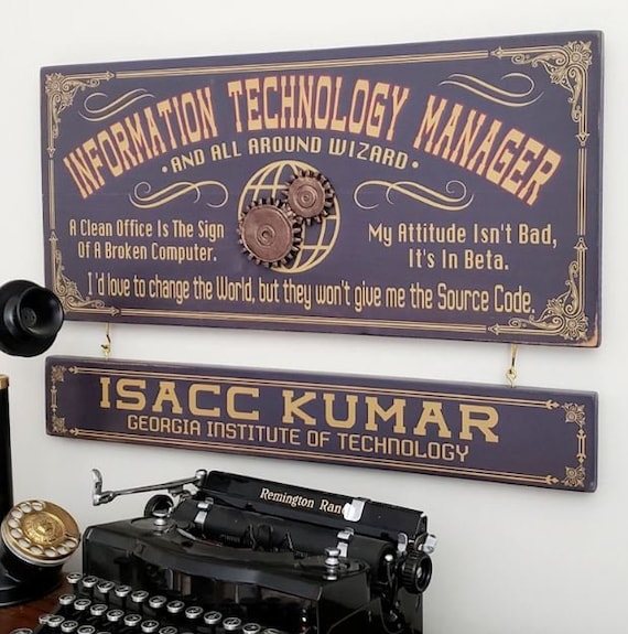 Information Technology Manager Sign With Personalized - Etsy
