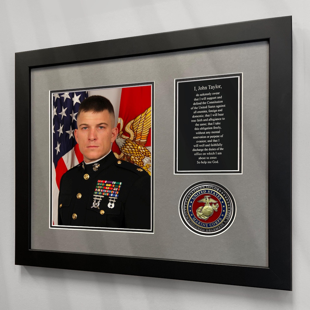 Framed Marines Portrait With Personalized Plaque and Raised Medallion ...