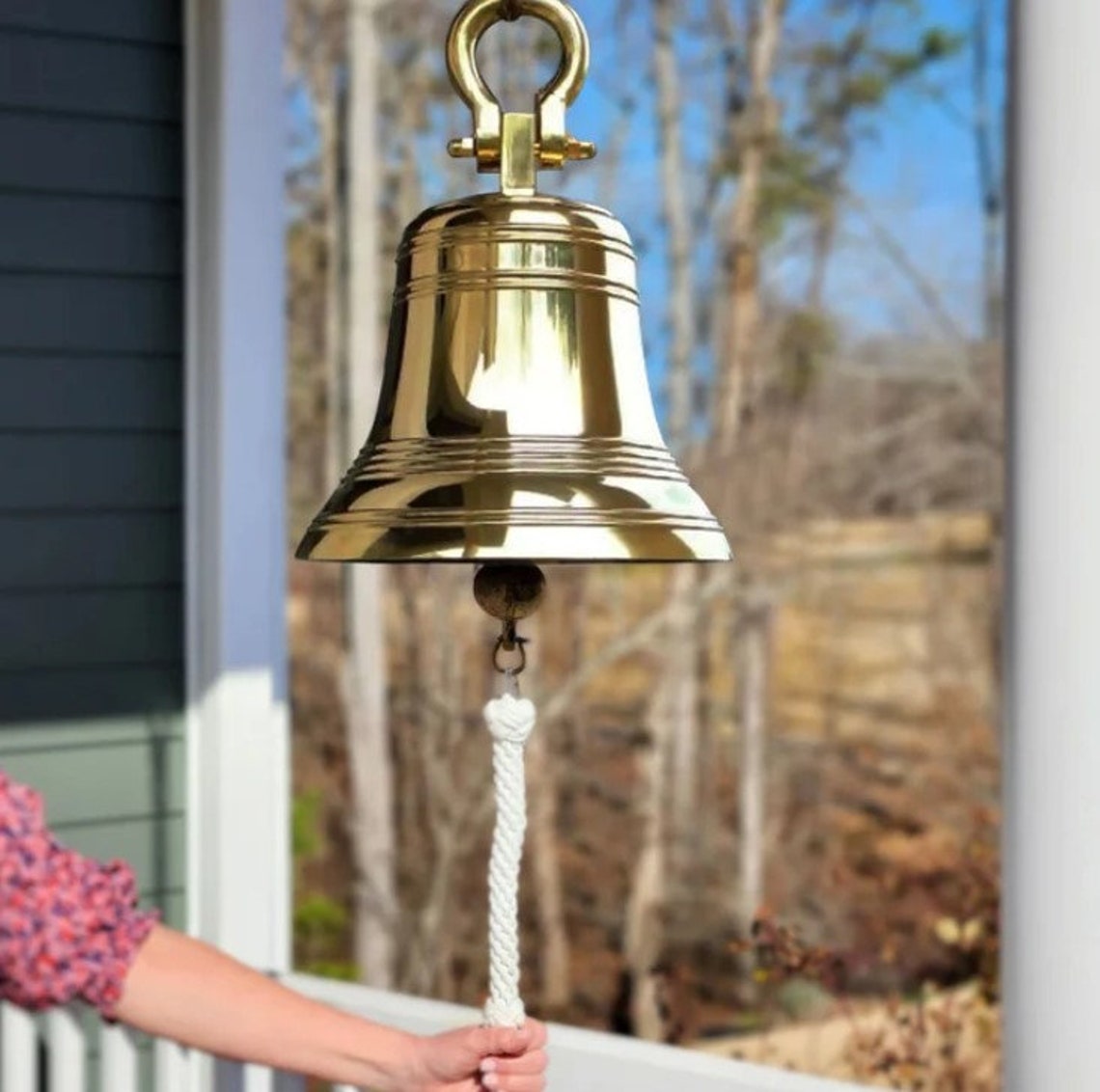 14 Inch Engravable Ridged Polished Brass Bell With Shackle - Etsy