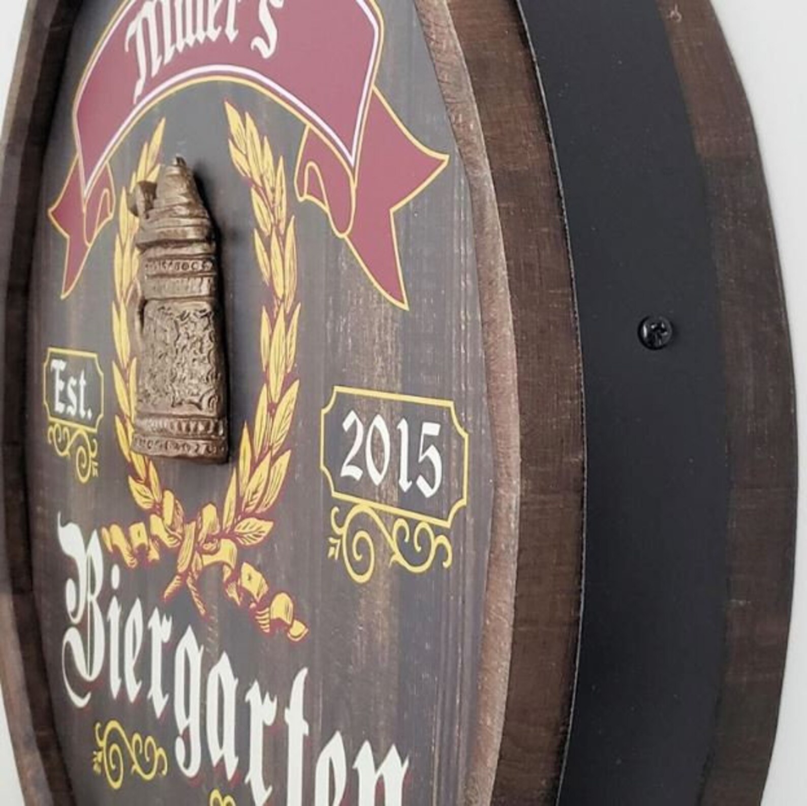 Biergarten Personalized Barrel End Bar Sign - Etsy