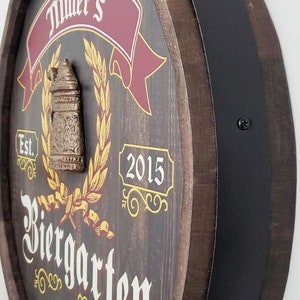 Biergarten Personalized Barrel End Bar Sign - Etsy