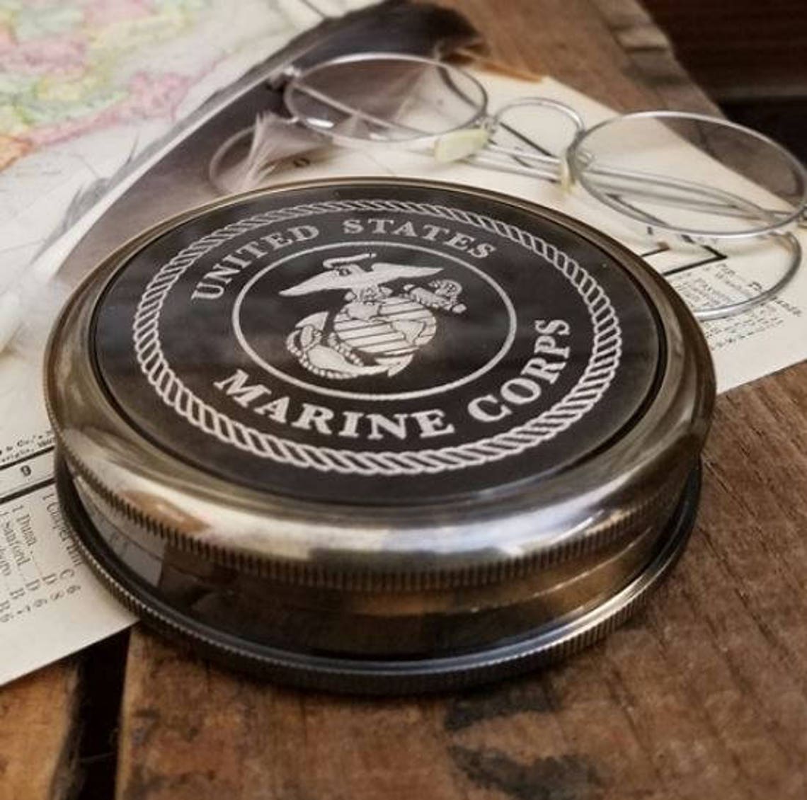 Engraved Marine Corps Compass Etsy