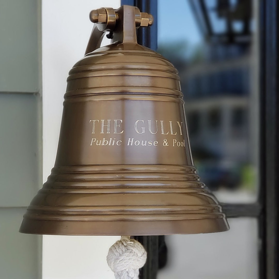 Engraved 8 Inch Antiqued Brass Ridged Wall Bell - Etsy