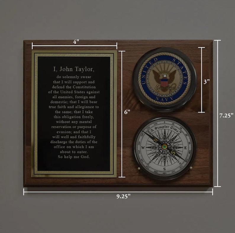 Personalized U.S. Navy Color Compass on Plaque - Etsy