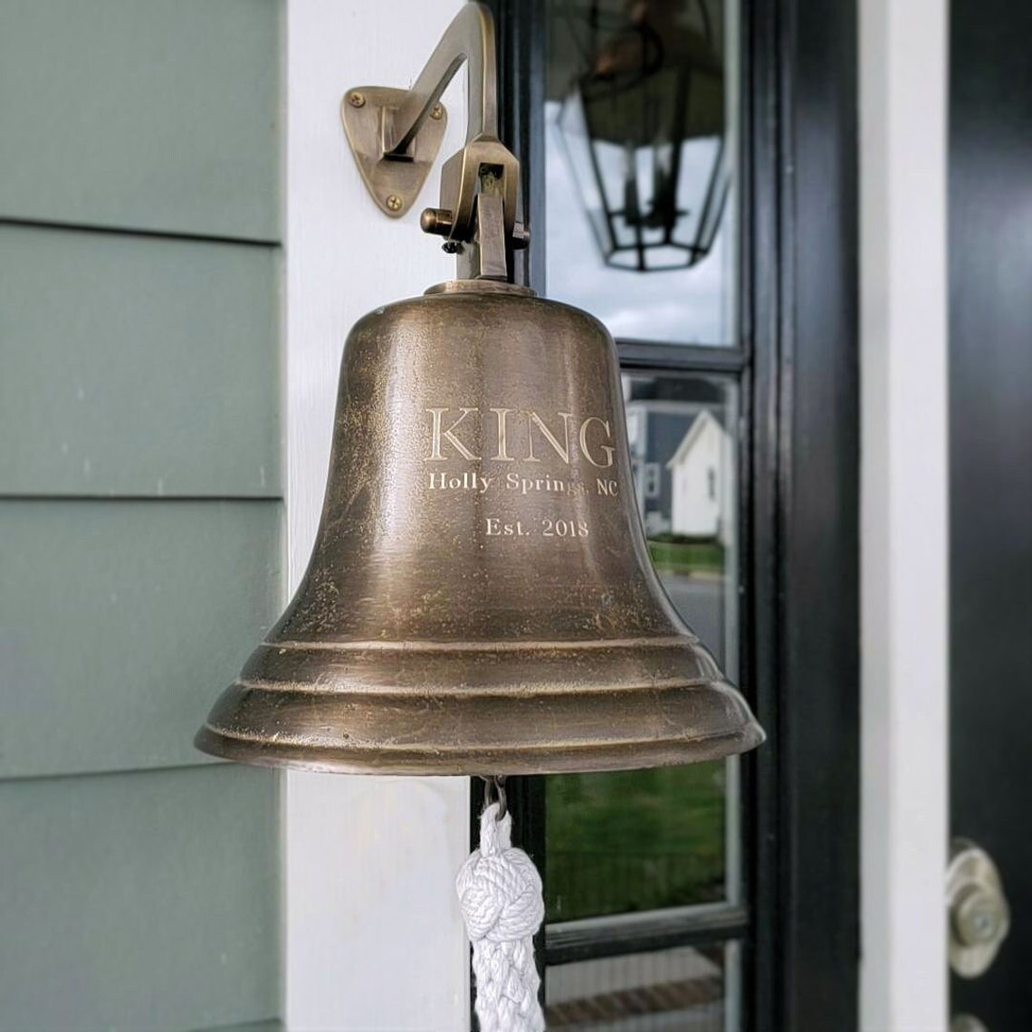 Engraved 8 Inch Distressed Brass Wall Bell - Etsy
