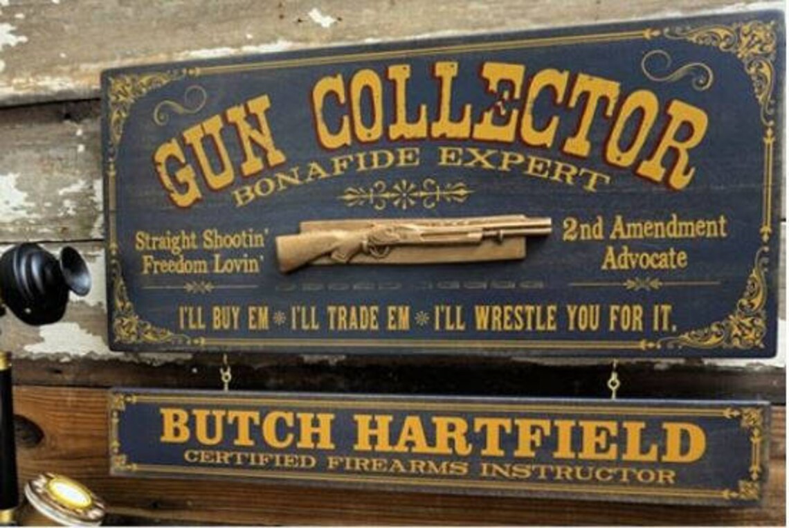 Gun Collector Wooden Sign with Personalized Nameboard | Etsy