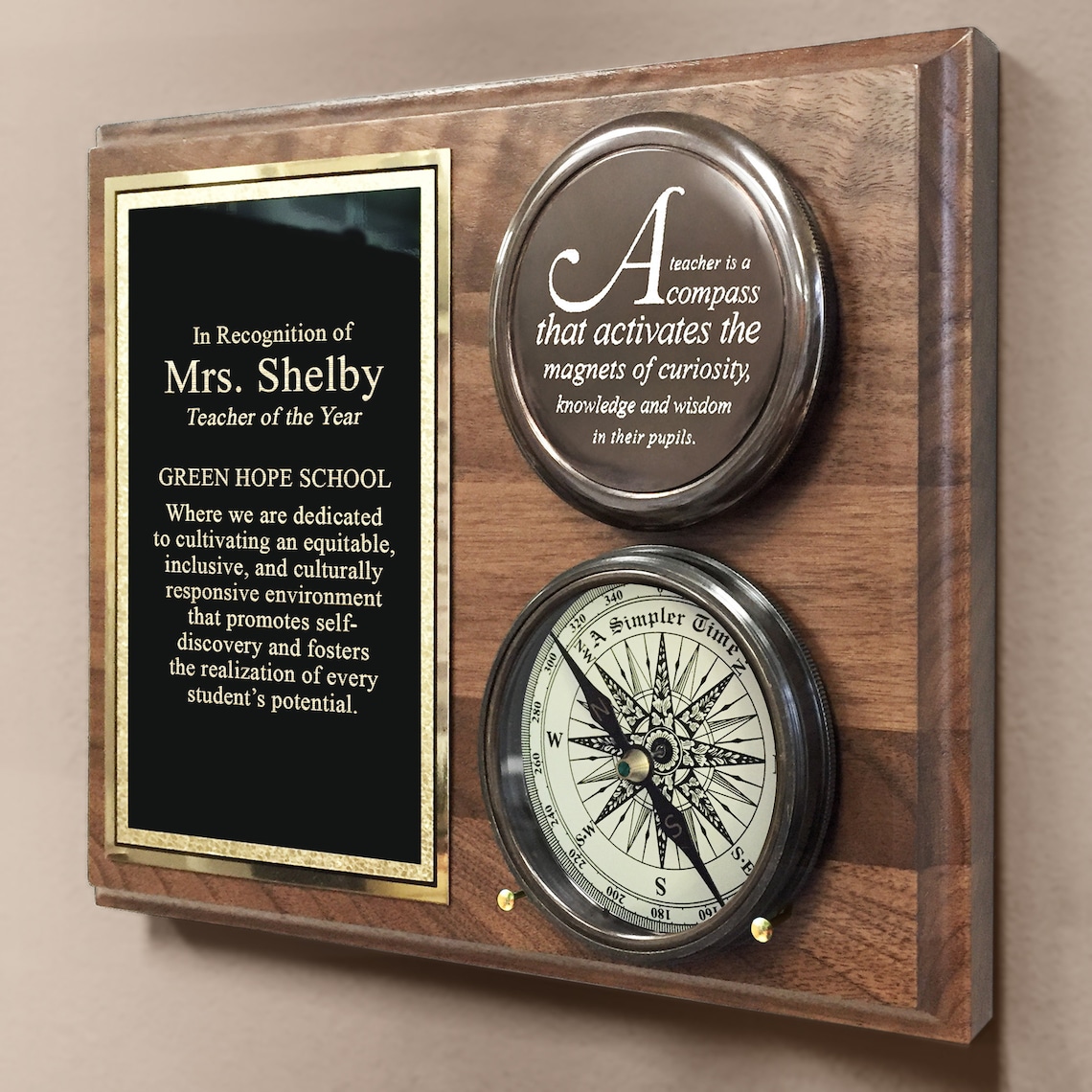 Teacher Compass on Personalized Wood Plaque - Etsy