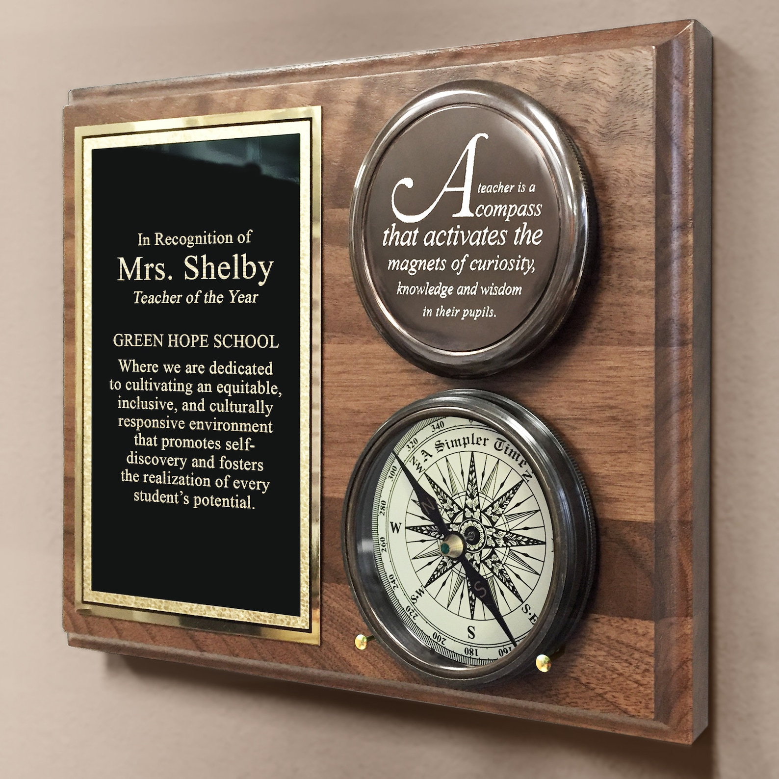 Teacher Compass on Personalized Wood Plaque - Etsy