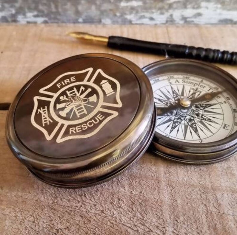Engraved Firefighter's Compass - Etsy