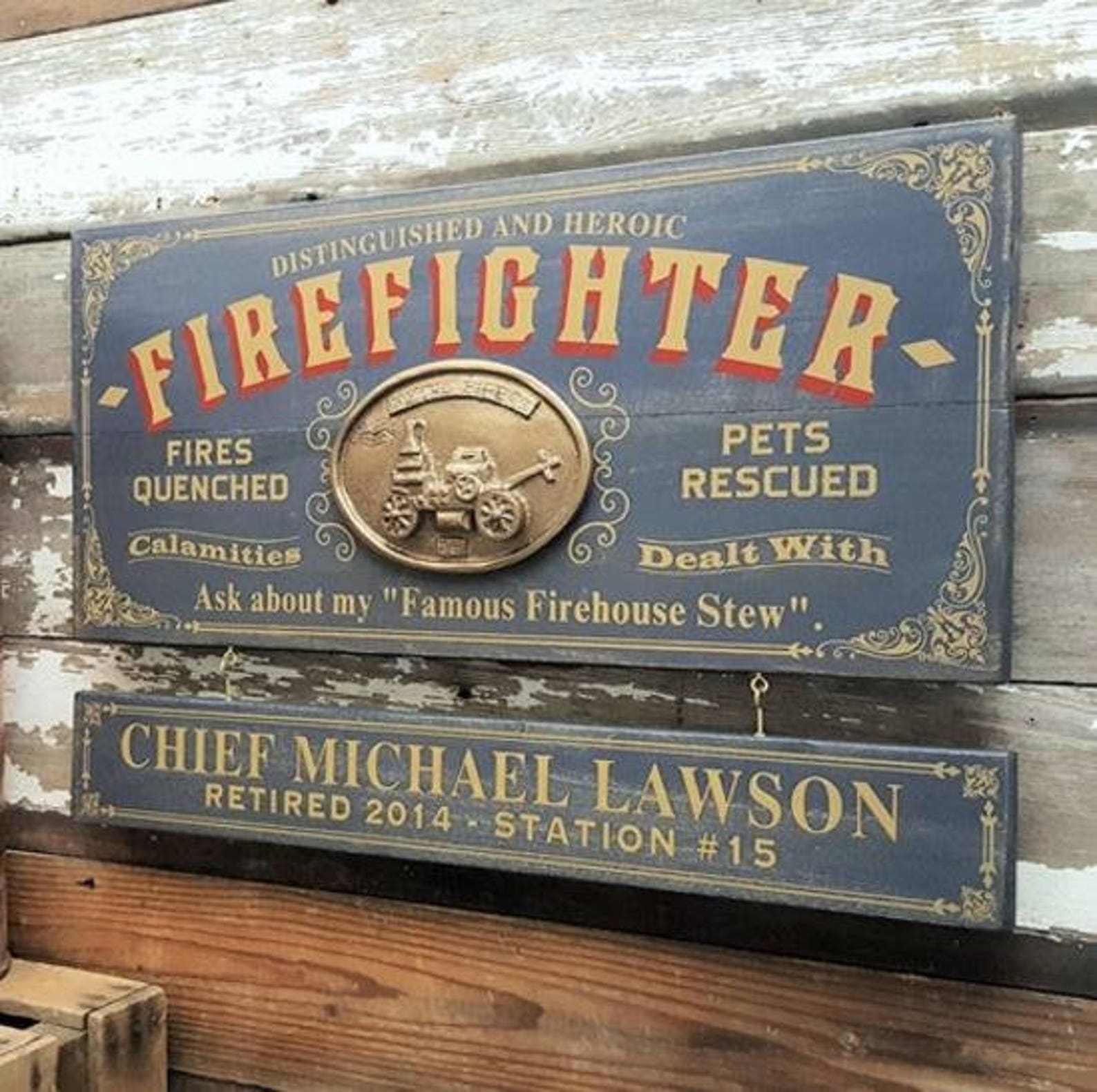Firefighter Wood Sign With Optional - Etsy