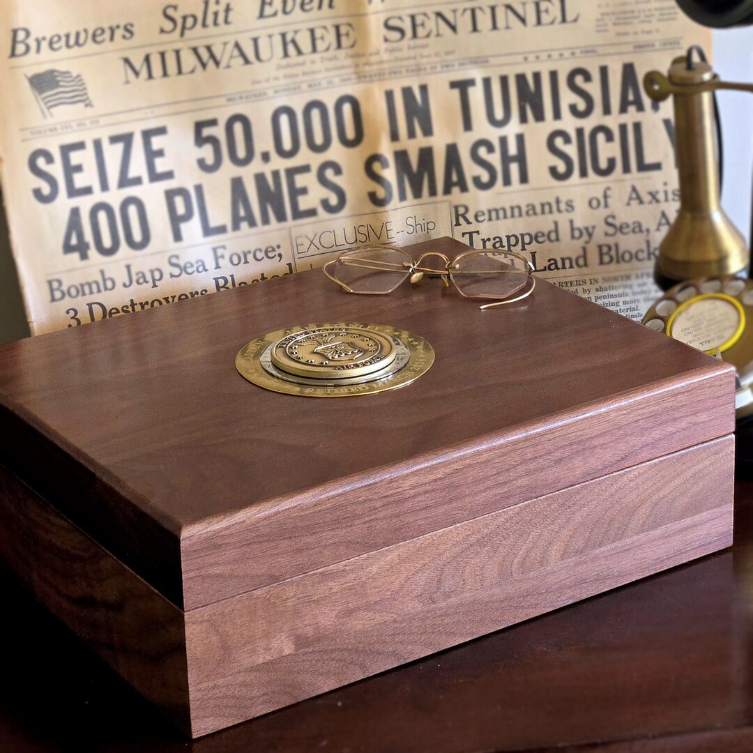 Large Deluxe Personalized Air Force Keepsake Box With Brass Medallion ...