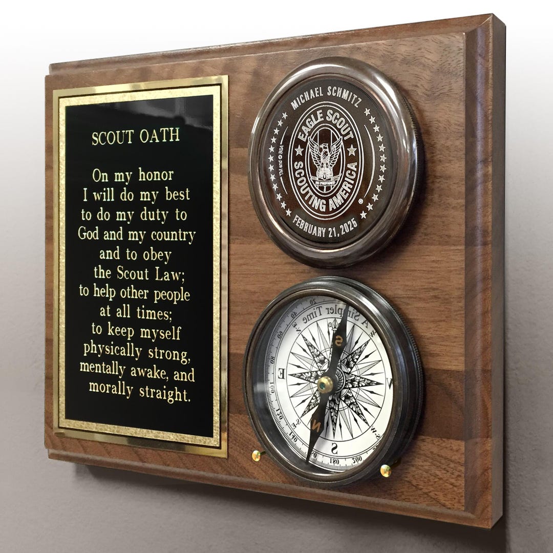 Eagle Scout Personalized Compass on Wood Plaque — Officially Licensed ...
