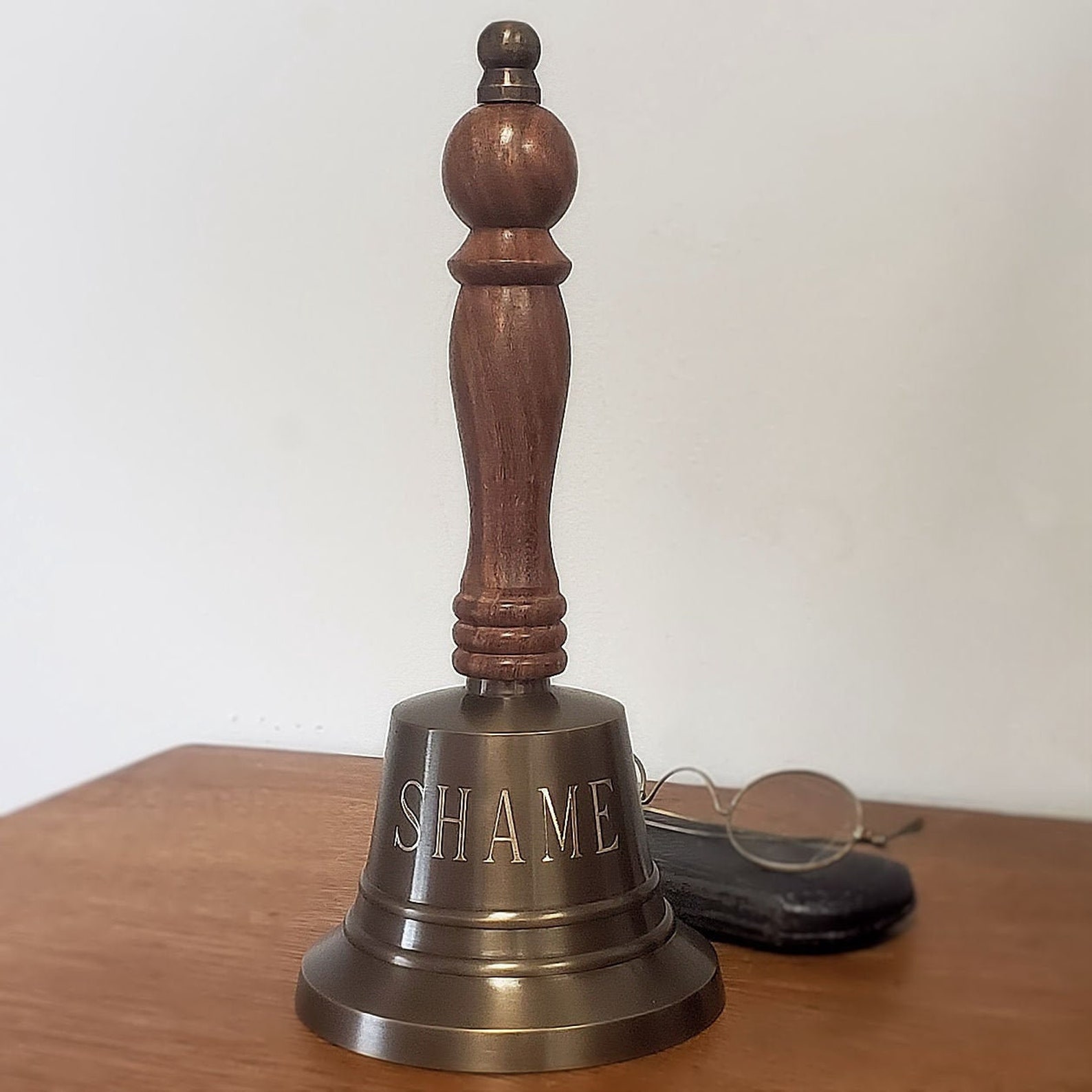 Antiqued Brass Shame Hand Bell | Etsy
