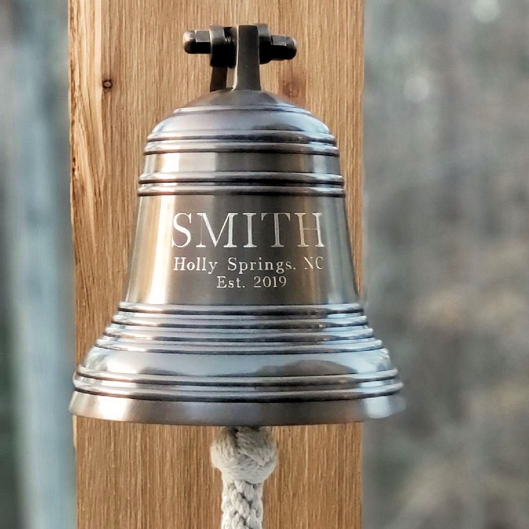 Engraved 8 Inch Antiqued Brass Ridged Wall Bell - Etsy