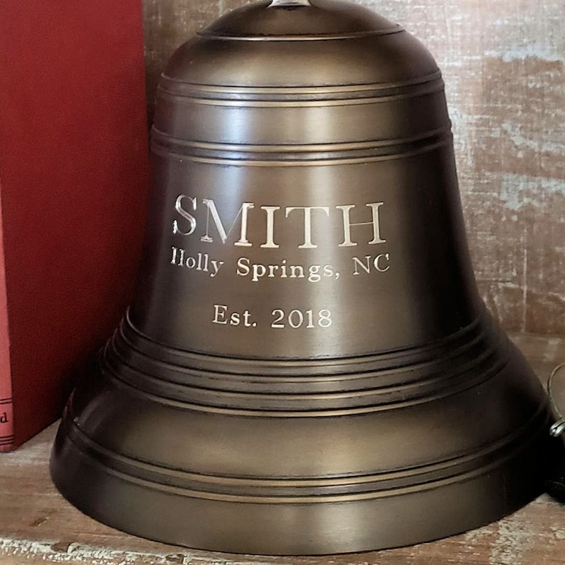 Engraved 8 Inch Antiqued Brass Ridged Wall Bell - Etsy