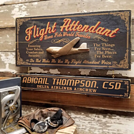 Flight Attendant Wood Sign With Optional Personalization - Etsy